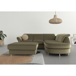 Sit & More Ecksofa SIT & MORE "Apulia L-Form", gr&uuml;n (olive), B:250cm H:78cm T:212cm, Webstoff (100% Polyester);Struktur weich (90% Polyester, 10% Polyamid);Luxus-Micofaser Euphoria (100% Polyester);Samtoptik (100% Polyester), Sofas, Ecksofa, wahlweise Bettfunktion, Bettkasten und Kopf- und Armteilverstellung