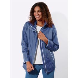 Langjacke Casual Looks, Damen, Gr. 48, jeansblau, wei&szlig;, 100% Polyester, unifarben, Jacken Langjacke
