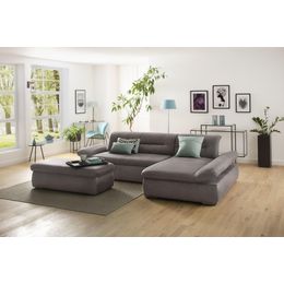 Ecksofa Home Affaire "Avesa L-Form", braun (schlamm), B:300cm H:80cm T:172cm, 100% Polyester, Sofas, Ecksofa, Wahlweise mit Armteilvertsellung und Bettfunktion, B/T/H: 300/172/80cm