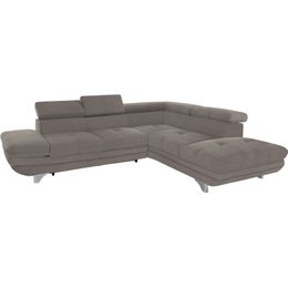 Ecksofa COTTA "Enterprise L-Form", grau (elefant), B:273cm H:72cm T:237cm, Struktur (100% Polyester );Chenille (90% Polyester; 10% Polyamid ), Sofas, Ecksofa, mit Arm- & Kopfteilverstellung, wahlweise mit Bettfunktion