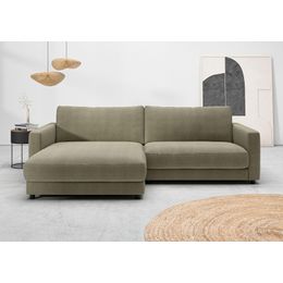 Ecksofa Home Affaire "Ecksofa Jiro, L-Form, gro&szlig;e Sitztiefe, Breite 265 cm", oliv, B:265cm H:85cm T:190cm, 100% Polyester, Sofas, Ecksofa, lose Sitz- & R&uuml;ckenkissen, weicher Polsteraufbau, komfortabel & modern