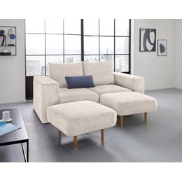 2,5-Sitzer "Looksv", beige, B:192cm H:96cm T:107cm, LOOKS by Wolfgang Joop, Sofas, 2 5-Sitzer, Verwandlungssofa: aus Sofa wird Sofa mit 2 Hockern
