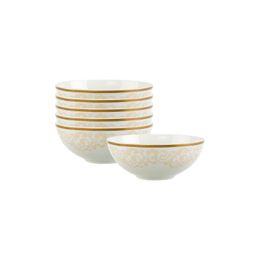 Villeroy & Boch Schale VILLEROY & BOCH "Dessertschalen Ivoire &oslash; 13 cm 6er Set wei&szlig;-gold", bunt (wei&szlig;, gold), L:13cm, Sch&uuml;sseln, Schale