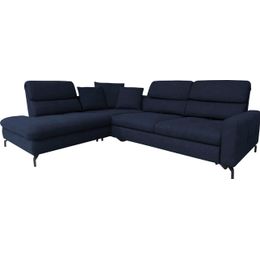 Ecksofa Alina "Louis", blau (dunkelblau tcm 96), B:260cm H:127cm T:228cm, Struktur fein TCM (100% Polyester), Sofas, Ecksofa, Breite 260 cm, R&uuml;ckenlehnenverstellung, wahlweise mit Bettfunktion