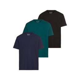 MAN'S WORLD T-Shirt MAN'S WORLD "neue Farben", Herren, Gr. 52/54 (L), schwarz (dk, gr&uuml;n, blau, schwarz), Single Jersey, Obermaterial: 100% Baumwolle, unifarben, Basic, normal, Rundhals, normaler Saum, Shirts T-Shirt, Kurzarm, unifarben, Rundhals, aus Baumwolle, Topseller