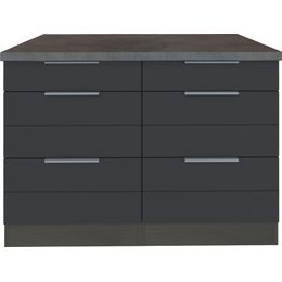 Unterschrank KOCHSTATION "KS-Luhe", grau (grau matt, grafit), B:120cm H:86cm T:60cm, MDF, Schr&auml;nke, Unterschrank, 120 cm breit, f&uuml;r viel Stauraum, MDF-Fronten mit waagerechter Lisene