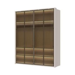 Dreht&uuml;renschrank OTTO HOME "Opera Parsol-Glast&uuml;ren, LED-Glasbodenbeleuchtung, mit und ohne Kranz", cashmere, B:187cm H:226cm T:60cm, FSC-zertifizierter Holzwerkstoff, Glas, Schr&auml;nke, Dreht&uuml;renschrank, Glast&uuml;ren, UV-Lack, LED-Innenbeleuchtung, Soft-Close-Funktion