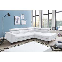 Ecksofa COTTA "Kitty L-Form, B: 249 cm", wei&szlig;, B:249cm H:72cm T:207cm, Microfaser (100% Polyester);Flachgewebe (100% Polyester), Sofas, Ecksofa, mit Kopfteilverstellung, optional Bettfunktion & Bettkasten