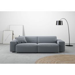 Big-Sofa Home Affaire "Glimminge auch in Breitcord, Feincord + Easy care-Bezug", blau (petrol), B:254cm H:71cm T:101cm, 12% Polyaxryl, 88% Polyester, Sofas, Big-Sofa, besondere Kedern&auml;hte Zierkissen