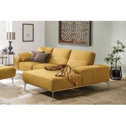 Ecksofa W.Schillig "run, Designsofa mit tollem Sitzkomfort, bequem, L-Form", gelb (sunrise z73), B:299cm H:88cm T:178cm, Longlife Xtra-Leder Z73: Naturwalkleder der Luxusklasse aus den erlesensten Rohh&auml;uten. Hautst&auml;rke 1, 1 &ndash; 1, 3 mm;ROHLEDER Jacquard-Flachgewebe Q2 W60 (63% Polyester, 37% Polyacryl);ROHLEDER Chenille-Flachgewebe Q2 W77 (68% Polyacryl, 32% Polyester);Stoff S37 (100% Polyester), So