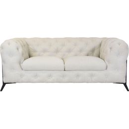 Chesterfield-Sofa Home Affaire "Amaury", beige, B:185cm H:75cm T:99cm, Struktur (100% Polyester9;Samtoptik (100% Polyester), Sofas, Chesterfield-Sofa, aufw&auml;ndige Knopfheftung, moderne Chesterfield Optik, Fu&szlig;farbe w&auml;hlbar