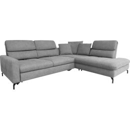Ecksofa Alina "Louis", grau (hellgrau tcm 39), B:286cm H:127cm T:228cm, Struktur fein TCM (100% Polyester), Sofas, Ecksofa, Breite 286 cm, R&uuml;ckenlehnenverstellung, wahlweise mit Bettfunktion