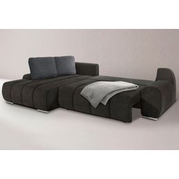 Ecksofa Home Affaire "Bono L-Form", schwarz (schwarz, grau), B:291cm H:90cm T:174cm, Luxus-Microfaser ALTARA NUBUCK (100% Polyester);Luxus-Microfaser ALTARA NUBUCK (100% Polyester);Samtstruktur (95% Polyester, 5% Polyamid), Sofas, Ecksofa, wahlweise mit Bettfunktion