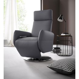 Sit & More Relaxsessel SIT & MORE "Kobra", grau (anthrazit), B:71cm H:110cm T:82cm, NaturLEDER (echtes Rindsleder);Luxus-Kunstleder;Luxus-Microfaser Vintageoptik (100% Polyester), Sessel, Relaxsessel, in Gr&ouml;&szlig;e M, wahlweise mit Motor und Aufstehhilfe