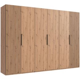 Dreht&uuml;renschrank wimex "Andorra by fresh to go", braun (artisan eiche nachbildung, akustikpaneel optik artisan eiche nachbildung), B:300cm H:216cm T:58cm, Holzwerkstoff, Schr&auml;nke, Dreht&uuml;renschrank, Mit 3D-Leisten f&uuml;r Akustikpaneel-Optik