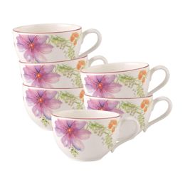 Villeroy & Boch Tasse VILLEROY & BOCH "Fr&uuml;hst&uuml;ckstassen Mariefleur Basic 290 ml 6er Set bunt", bunt, 6 tlg., Porzellan, Trinkgef&auml;&szlig;e, Tasse