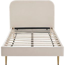 Polsterbett Salesfever "Komfortables Bett f&uuml;r erholsamen Schlaf", beige (beige, gold, beige, beige), B:101,5cm H:91cm L:214,5cm, Samt (100% Polyester), Metall, Betten, Polsterbett, Chrombeine in elegantem Goldton