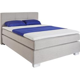 Jockenh&ouml;fer Boxspringbett JOCKENH&Ouml;FER GRUPPE "Evita", beige (braun, beige 142, 08), B:147cm L:211cm, Topper: 100% Polyurethan, Bezug (100% Polyester) abnehmbar und waschbar bis 60&ordm; C;Bettgestell und seitliche Einfassung der Matratzen: Strukturstoff (57, 7% Polypropylen, 42, 3% Polyester);Spiegelfl&auml;che der Matratzen: 100% Polyester, Komplettbetten, Boxspringbett, inkl. Topper und Kissen, erh&auml;ltlich in 140 & 18