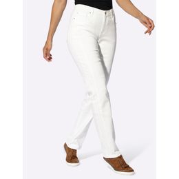 Bequeme Jeans Casual Looks, Damen, Gr. 22, Kurzgr&ouml;&szlig;en, wei&szlig;, 98% Baumwolle, 2% Elasthan, unifarben, lang, Jeans Bequeme Jeans