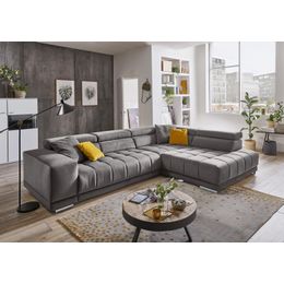 Ecksofa DIE PLANBAR "MP-IN15053 L-Form breiter Schenkel", grau, B:323cm H:73cm T:222cm, Sofas, Ecksofa, wahlweise mit Kopfteilverstellung und manueller Vorziehbank