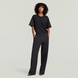 G-Star Raw Jumpsuit G-STAR "Jersey Jumpsuit Wmn", Damen, Gr. M, N-Gr, dk schwarz, Jersey, Obermaterial: 100% Baumwolle, unifarben, gerade lang, Rundhals, Overalls Jumpsuit, mit elastischem Bund