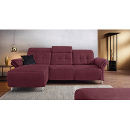 Ecksofa Home Affaire "Manhattan L-Form", lila (chianti), B:270cm H:102cm T:168cm, Kunstleder SOFTLUX;Flachgewebe (100% Polyester);Struktur (100% Polyester), Sofas, Ecksofa, 2 Sitze mit elektrischer Relaxfunktion, verstellbare Armlehnen