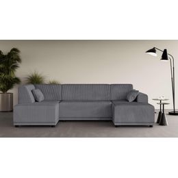 Wohnlandschaft Home Affaire "TAMMO", grau, B:296cm H:80cm T:162cm, 100% Polyester, Sofas, Wohnlandschaft, U-Form