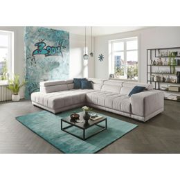Ecksofa DIE PLANBAR "MP-IN15053 L-Form breiter Schenkel", grau, B:323cm H:73cm T:222cm, 100% Polyester, Sofas, Ecksofa, wahlweise mit Kopfteilverstellung und manueller Vorziehbank