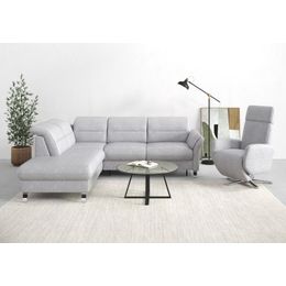 Sit & More Ecksofa SIT & MORE "Grenoble L-Form mit Federkern", silber, B:247cm H:85cm T:222cm, Sofas, Ecksofa, wahlweise mit Bettfunktion, Bettkasten, Arm- und Kopfteilverstellung