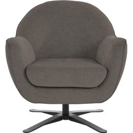 Drehsessel Home Affaire "Stavre, Loungesessel mit Drehfunktion", grau (beluga), B:83cm H:85cm T:80cm, 100% Polyester, Sessel, Drehsessel, in moderner Optik, mit elegantem Drehfu&szlig;