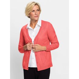 Cardigan CLASSIC, Damen, Gr. 52, orange (koralle), 100% Polyacryl, unifarben, Strickjacken Cardigan