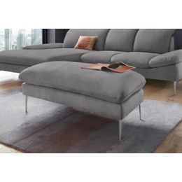 Hocker W.Schillig "enjoy&MORE", grau (dolphin r66), B:106cm H:45cm T:71cm, Chenille-Flachgewebe R66 (85% Polyester, 15% Nylon);Longlife Xtra-Leder Z59: Glattleder mit modischer Pr&auml;gung. Hautst&auml;rke 0, 9 - 1, 1 mm;Stoff S37 (100% Polyester), Hocker, Hocker, F&uuml;&szlig;e Chrom gl&auml;nzend, Breite 106 cm