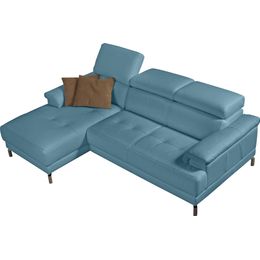 Ecksofa Egoitaliano "Soul, Design und Sitzkomfort auf hohem Niveau, tolle Details, L-Form", blau (t&uuml;rkis), B:250cm H:99cm T:166cm, Leder &raquo;BULL&laquo; (echtes Rindsleder). Geschliffenes, pigmentiertes und behandeltes Rindsleder mit einer Dicke von 1, 3-1, 5 mm. Dieses Leder zeigt eine ziemlich weiche Hand mit einem halb undurchsichtigen Aussehen. Es handelt sich um ein gesch&uuml;tztes Leder. Eine leichte Dec