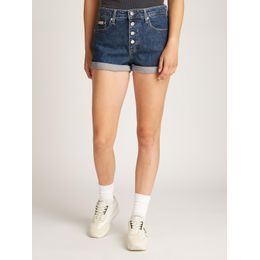 Shorts Calvin Klein Jeans "90s DENIM SHORT", Damen, Gr. 27, N-Gr, blau (denim schwarz), Denim/Jeans, Obermaterial: 99% Baumwolle, 1% Elasthan, unifarben, schmal kurz, Hosen Shorts, im Stil der 90er Jahre