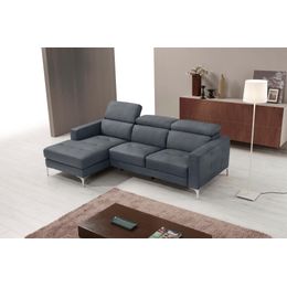 Ecksofa Egoitaliano "Matt, erstklassiger Sitzkomfort, aufwendige Detailverarbeitung, L-Form", grau (charcoal), B:247cm H:100cm, Sofas, Ecksofa, mit verstellbaren Kopfteilen zum Relaxen