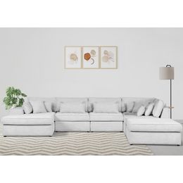 Wohnlandschaft OTTO HOME "Enid U-Form", beige (creme), B:460cm H:75cm, 100% Polyester, Sofas, Wohnlandschaft, 6 Teile, bestehend aus Modulen, in vielen Bez&uuml;gen, auch in Breitcord