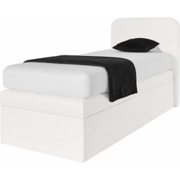 Boxspringbett, wei&szlig;, B:105cm L:212cm, Box und Kopfteil: Microvelours (100% Polyester) oder Kunstleder (Polyurethan);Bezug der Obermatratze: 100% Polyester, Westfalia Schlafkomfort, Komplettbetten, Boxspringbett, wahlweise mit Bettkasten