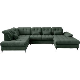 Wohnlandschaft Home Affaire "Delphino", mossgr&uuml;n, B:358cm T:216cm, 100% Polyester, Sofas, Wohnlandschaft