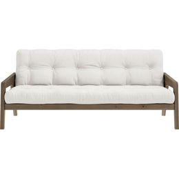 Schlafsofa Karup Design, beige (natur), B:204cm H:40cm T:90cm, 80% Baumwolle + 20% polyester, Sofas, Schlafsofa, Mit Holzstruktur, inkl. Futonmatratze, Liegefl&auml;che 130x190 cm