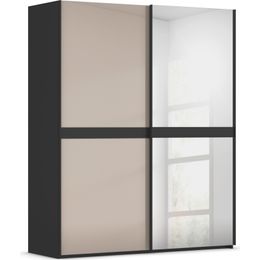 Schwebet&uuml;renschrank Rauch "Kleiderschrank Schrank Garderobe Schlafzimmerschrank SCALE-LINE", beige (schwarz, glas fango), B:181cm H:223cm T:68cm, Holzwerkstoff, Schr&auml;nke, Schwebet&uuml;renschrank, edle Optik mit Bauchbinde mit Glas/Spiegel-Front MADE IN GERMANY