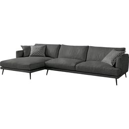 Ecksofa Egoitaliano "Sophia, Designsofa mit extrakomfortablem Sitzkomfort, Breite 274cm", grau (smoke), B:274cm H:77cm T:154cm, Luxus-Micofaser Lederoptik (100% Polyester) ist ein neues technisches Gewebe mit einem visuellen und taktilen Aspekt, der dem Nubuk sehr nahe kommt, mit innovativen Eigenschaften. Seine au&szlig;erordentliche Weichheit kommt von einem exklusiven Produktionsprozess, der Unreinhe