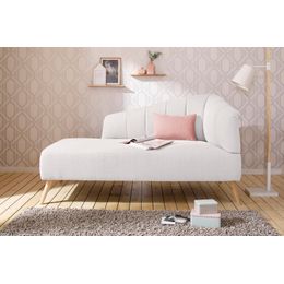 Recamiere OTTO HOME "Lucy, Chaiselonge mit Massivholzf&uuml;&szlig;en und Steppung", beige (creme), B:162cm H:85cm T:82cm, Struktur fein( 100% Polyester), Sofas, Recamiere, Armlehne links und rechts bestellbar