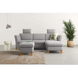 Ecksofa Home Affaire "Trelleborg L-Form", grau, B:249cm H:86cm T:162cm, 100% Polyester, Sofas, Ecksofa, Federkern-Polsterung, wahlweise mit Bettfunktion und Bettkasten