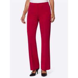 B&uuml;gelfaltenhose Lady, Damen, Gr. 42, Normalgr&ouml;&szlig;en, rot, 64% Polyester, 34% Viskose, 2% Elasthan, unifarben, lang, Hosen B&uuml;gelfaltenhose