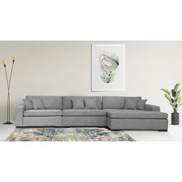 Ottomane Home Affaire "Skara L-Form", grau (hellgrau), B:310cm H:86cm T:100cm, 100% Polyester, Sofas, Ottomane, Lounge-Sofa mit Federkernpolsterung, in vielen Bezugsvarianten