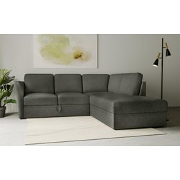 Ecksofa Home Affaire "Lavars, L-Form, Schlafsofa", gr&uuml;n (khaki), B:241cm H:90cm T:226cm, 62% Polypropylene, 38% Polyester, Sofas, Ecksofa, mit Bettfunktion und Stauraum, in zwei verschiedenen Bezugsqualit&auml;ten