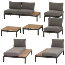 Gartenlounge-Set siena GARDEN "Alvida", schwarz (anthrazit, braun, anthrazit, anthrazit), Aluminium, Sitzm&ouml;bel-Sets, Gartenlounge-Set