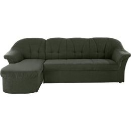 Ecksofa DOMO collection "Pegnitz, elegante R&uuml;ckensteppung, komfortabel, Breite 238cm, L-Form", gr&uuml;n, B:238cm H:82cm T:141cm, 100% Polyester, Sofas, Ecksofa, wahlweise mit Bettfunktion