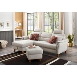 Ecksofa Home Affaire "Palmera L-Form, B: 244 cm - OTTO. Verl&auml;ssliche Qualit&auml;t.", beige (natur), B:244cm H:89cm T:163cm, 100% Polyester;Struktur (100% Polyester);Luxus-Microfaser in Lederoptik (100% Polyester), Sofas, Ecksofa, optional Bettfunktion & Bettkasten, Federkern
