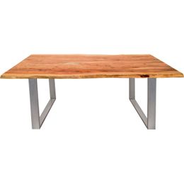 Esstisch Sit "Tops&Tables", beige (naturfarben), B:140cm H:77cm T:80cm, Tische, Esstisch, mit Tischplatte aus Akazie mit Baumkante wie gewachsen